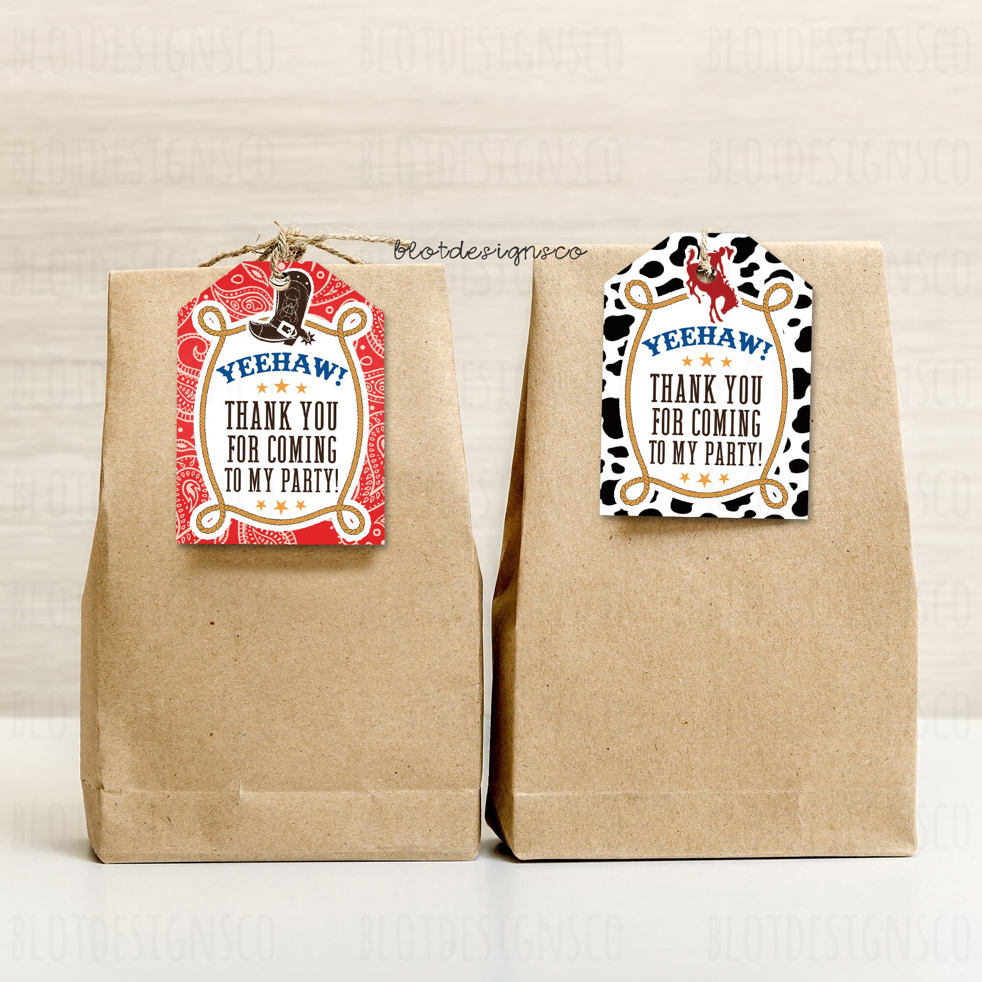 Western Cowboy Rodeo Birthday Party Thank You Tag, Printable Cowboy ...