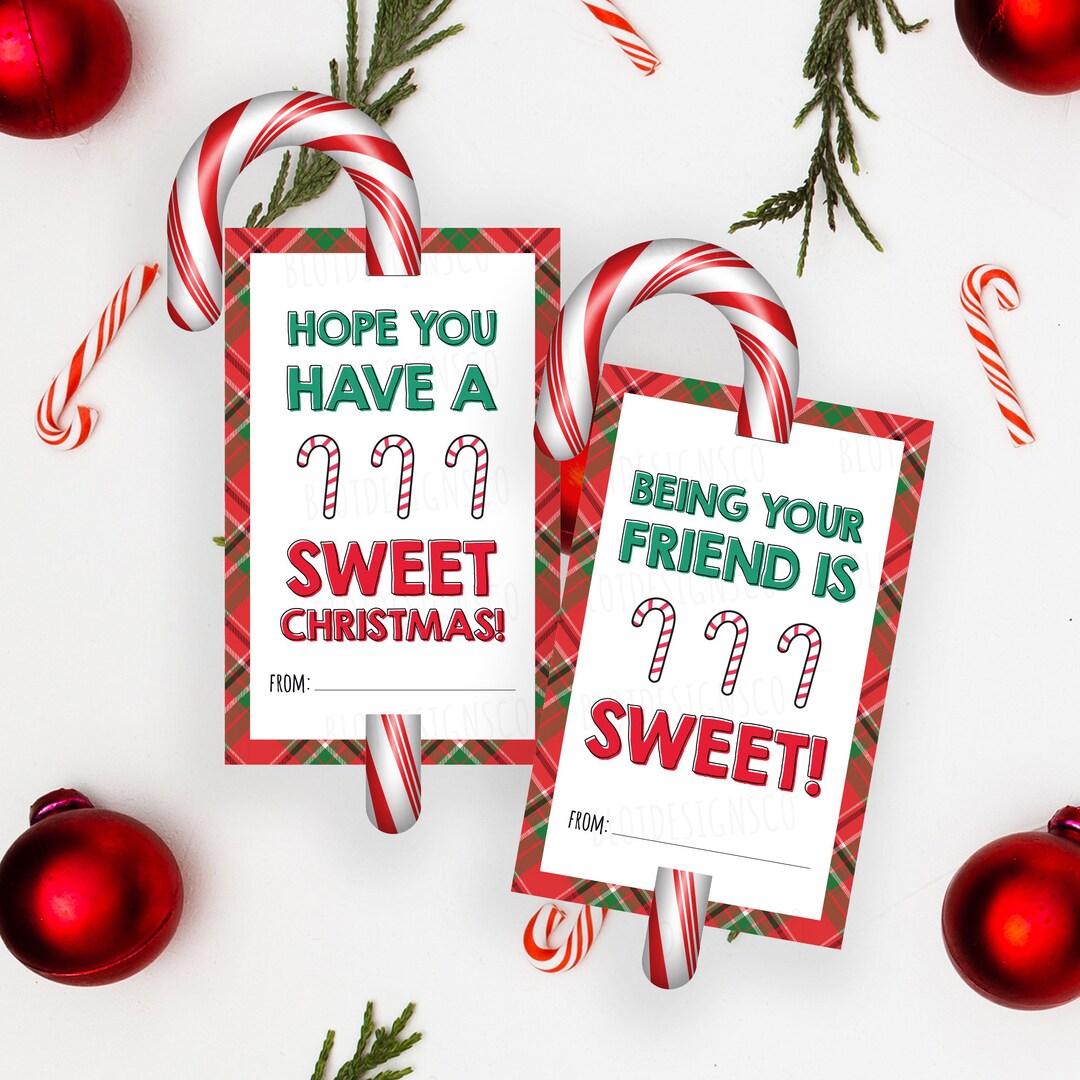 PRINTABLE Candy Cane Gram Christmas Card, Christmas Party Favor Tags ...