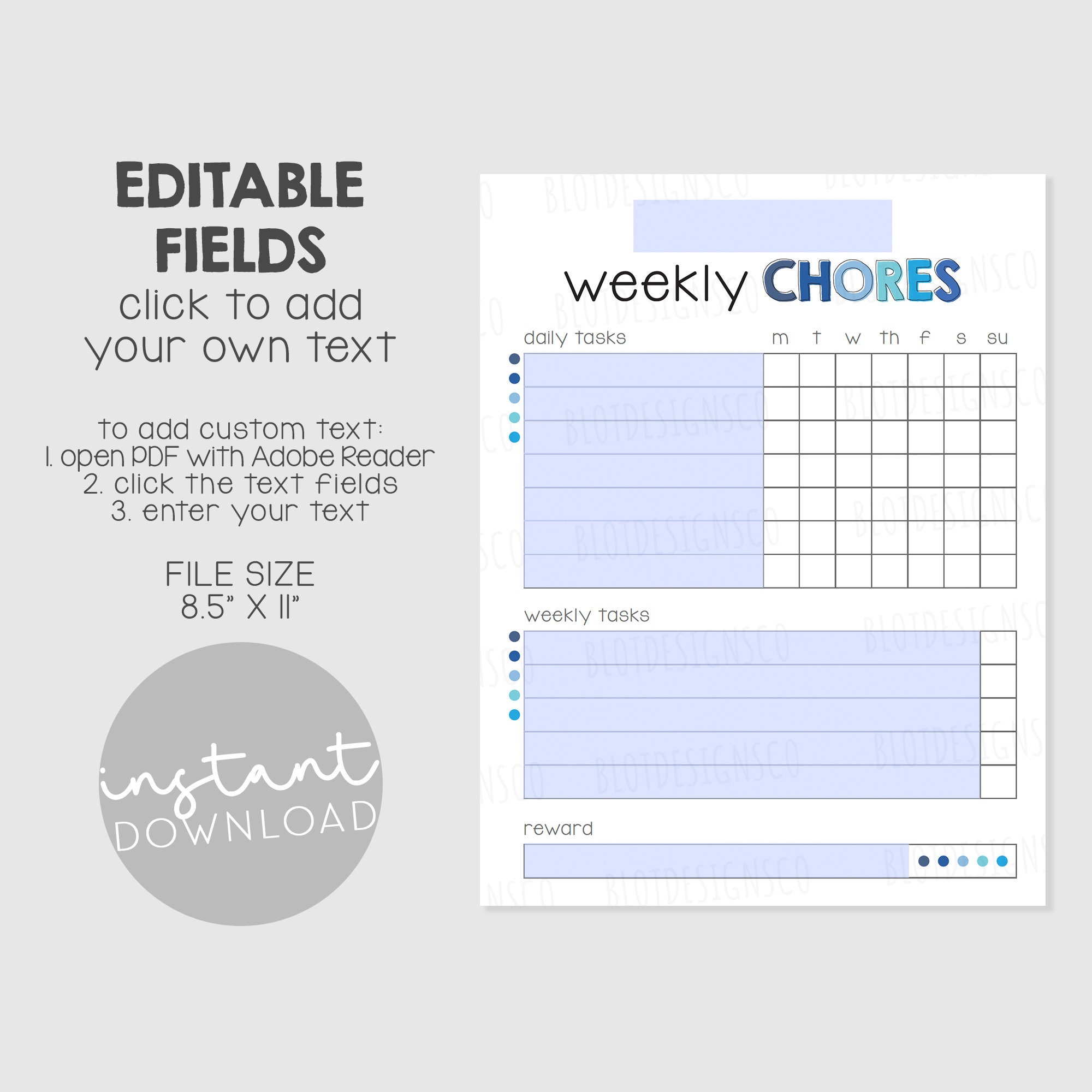 Daily Routine Chart Dry Erase Chore Chart Fillable Printable | Etsy