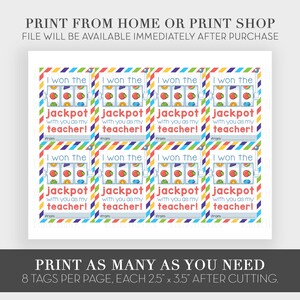 I Hit the Jackpot Scratch off Lottery Gift Tag Printable, Teacher ...