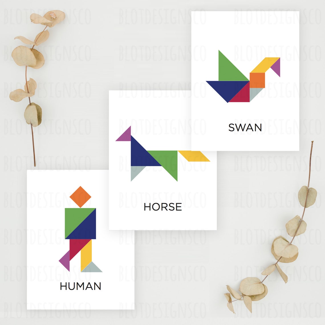 PRINTABLE Animal Pattern Block Tangram Puzzles Digital Download - Etsy