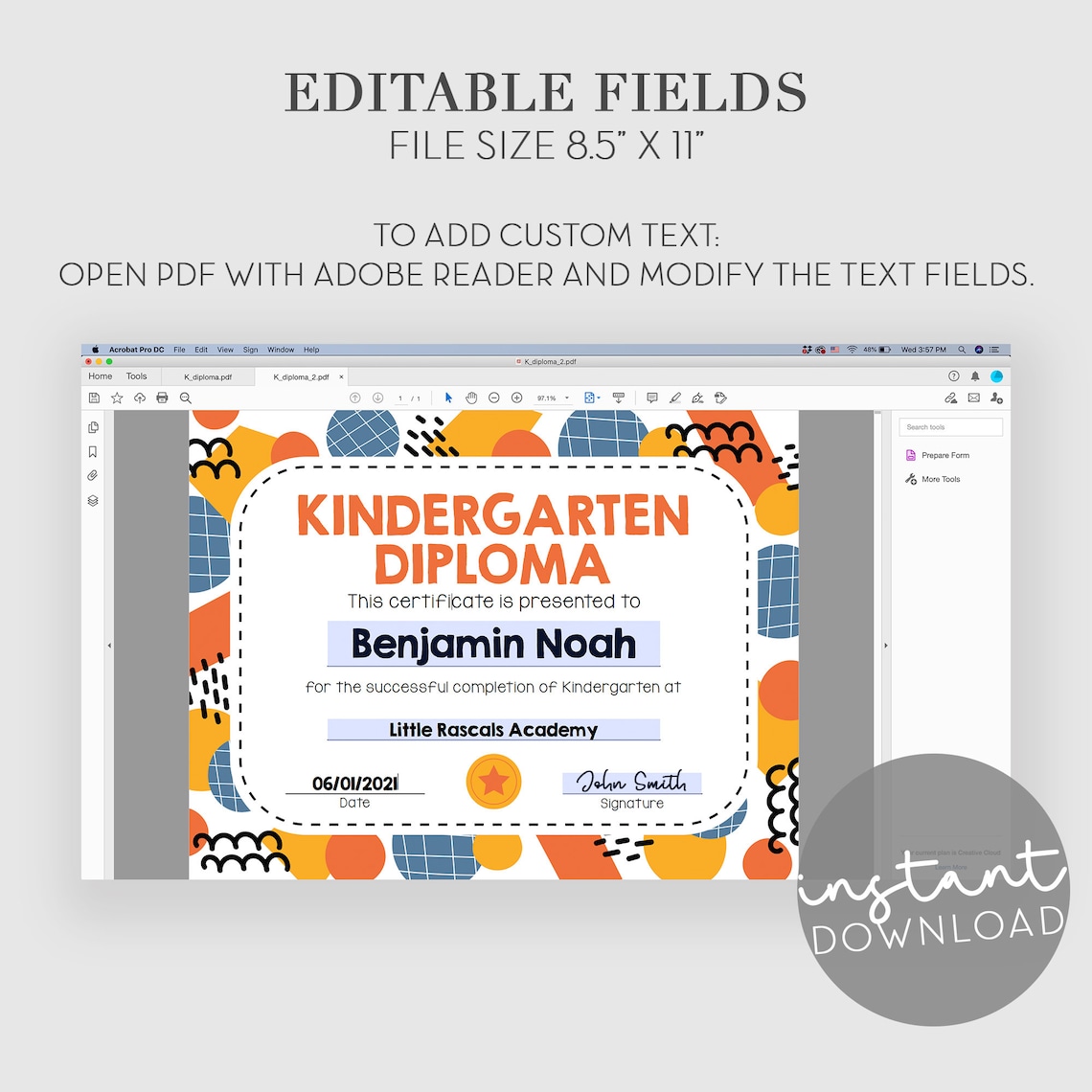 Editable Kindergarten Diploma Kindergarten Graduation - Etsy