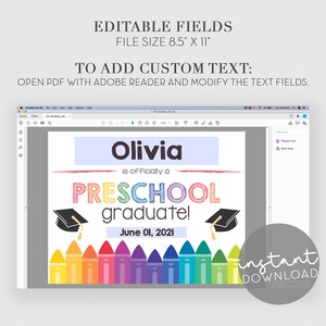 Preschool Graduation School Sign, Printable Last Day of School ...