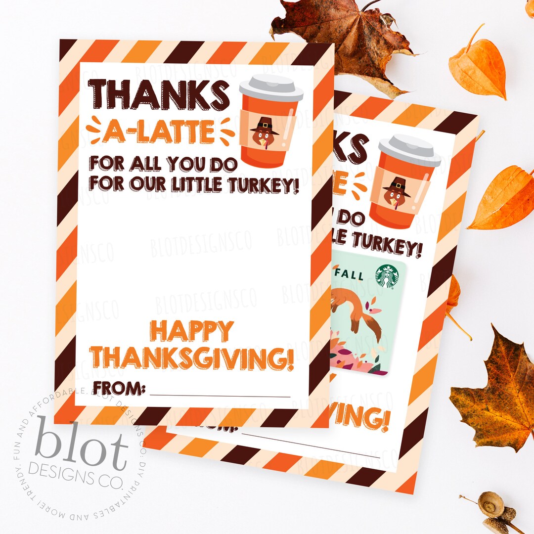 Thanksgiving Gift Card Holder PRINTABLE, Teacher Daycare Babysitter ...