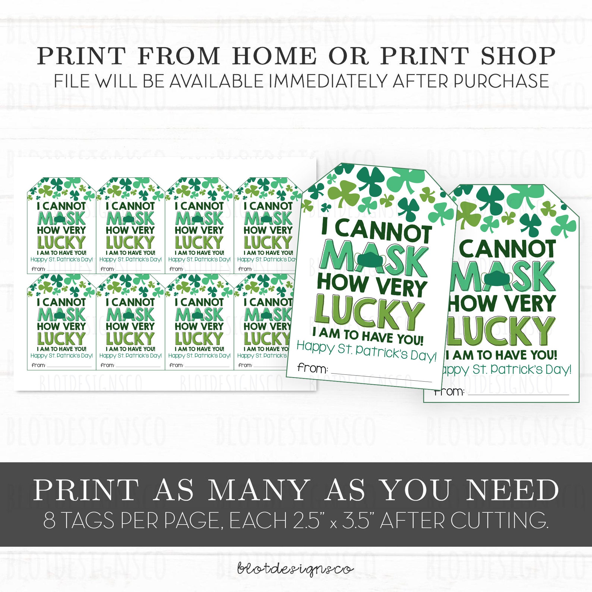PRINTABLE St Patricks Day Face Mask Gift Tag, Thank You Essential ...