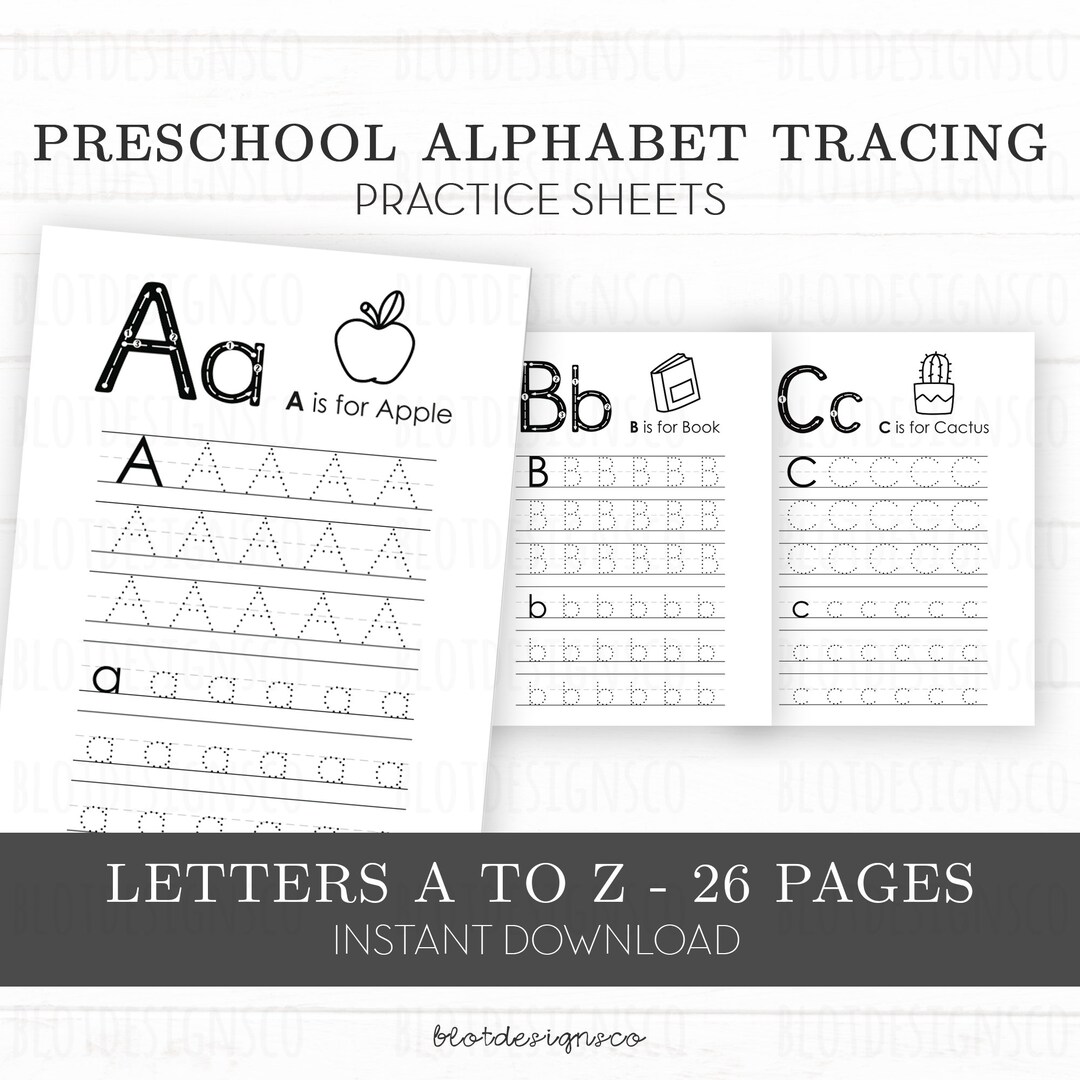 Letter Tracing Printable, A - Z Letter Tracing Pages, Coloring Alphabet ...