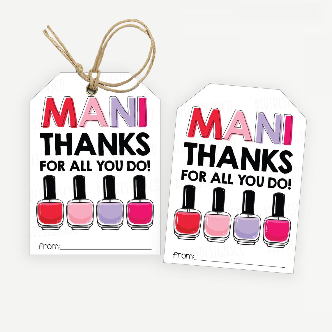 MANI Thanks for All That You Do Nail Polish Gift Tag Mani | Etsy