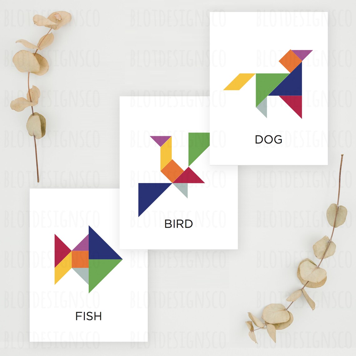 PRINTABLE Animal Pattern Block Tangram Puzzles Digital - Etsy