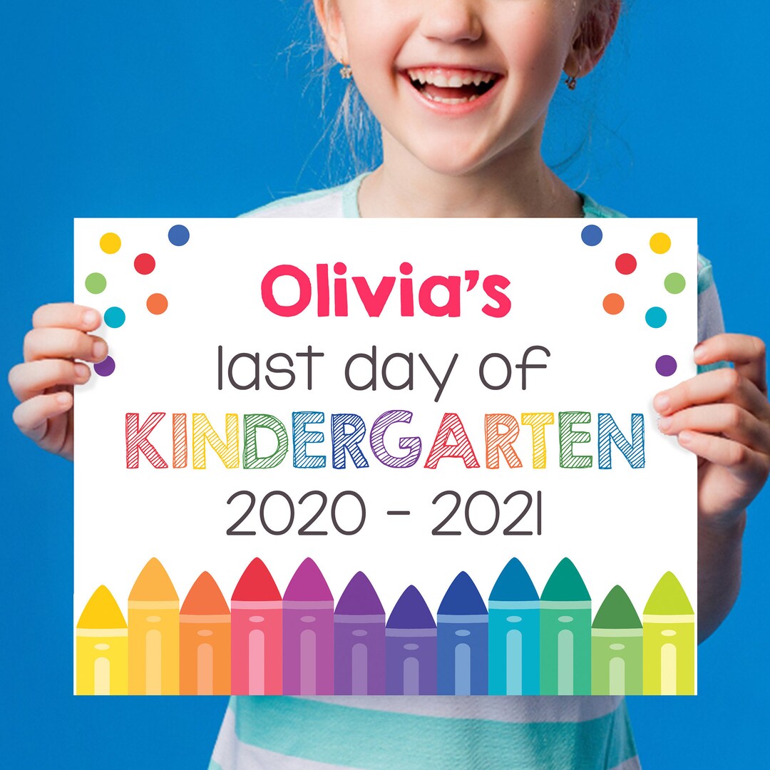 Last Day of School Sign for Girls PRINTABLE, Editable Kindergarten Grad ...