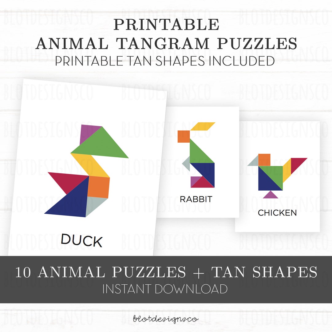 PRINTABLE Animal Pattern Block Tangram Puzzles Digital Download - Etsy