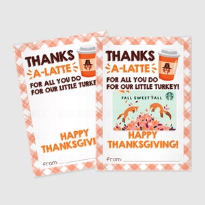 Thanksgiving Gift Card Holder PRINTABLE, Teacher Daycare Babysitter ...