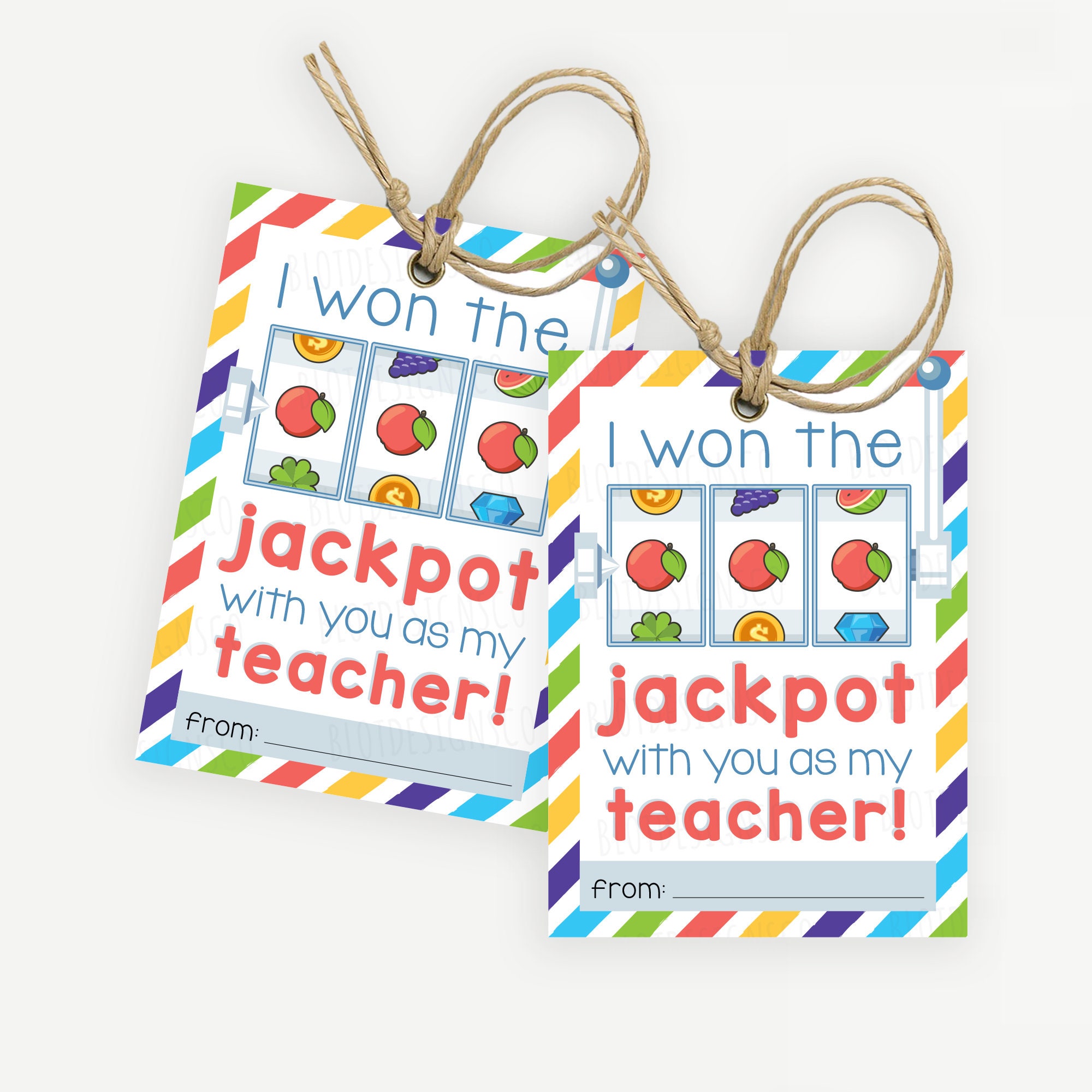 I Hit the Jackpot Scratch off Lottery Gift Tag Printable, Teacher ...