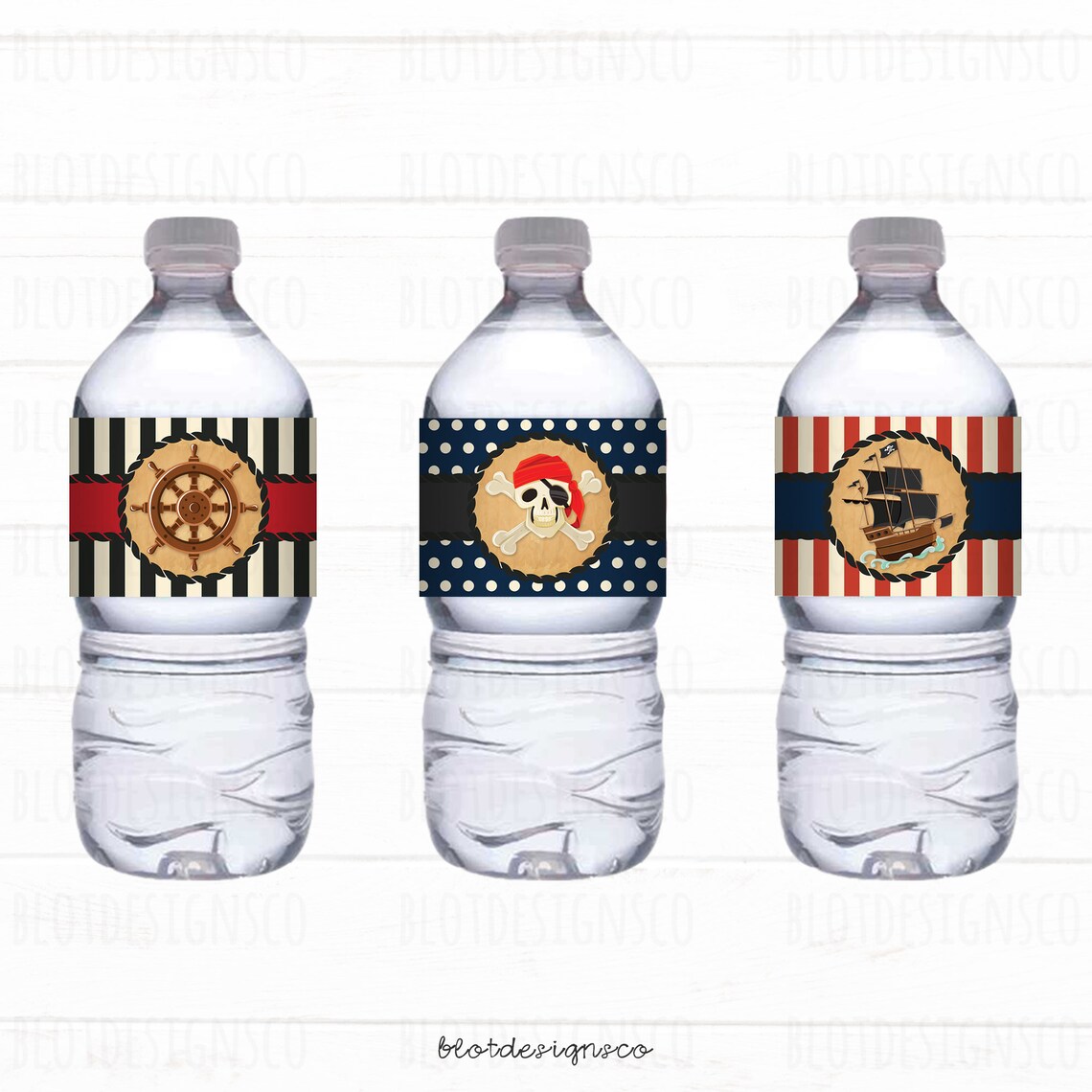 Pirate Water Bottle Label, Pirate Party Bottle Wrap, Printable Water ...