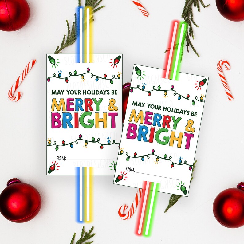Christmas Glow Stick Tag Gift Printablechristmas Pencil - Etsy
