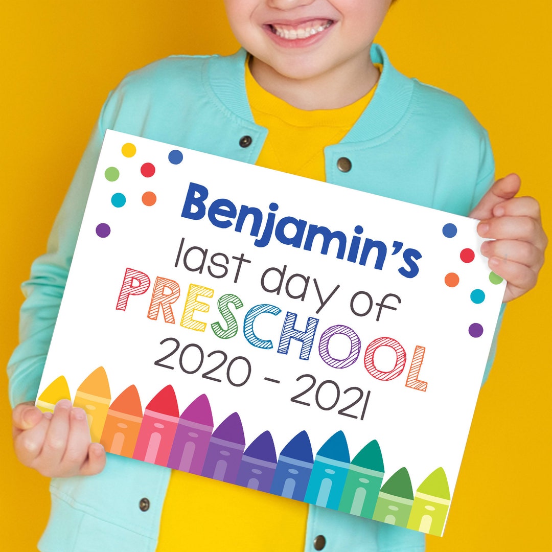 Printable Last Day of Preschool Chalkboard Sign, Preschool Graduation ...