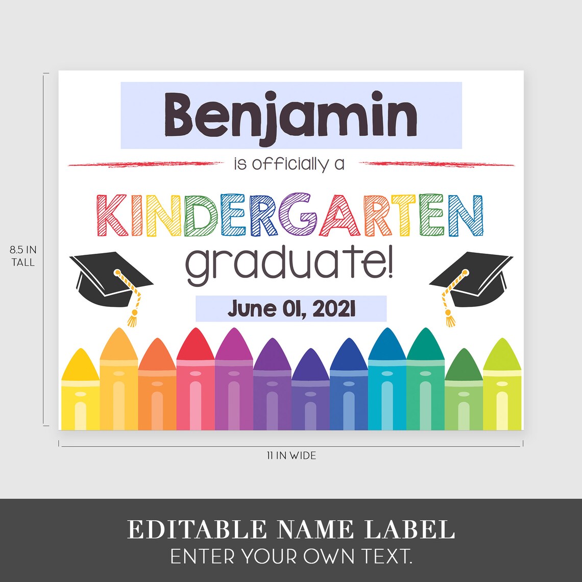 Editable Kindergarten Grad Sign Printable Last Day of School - Etsy