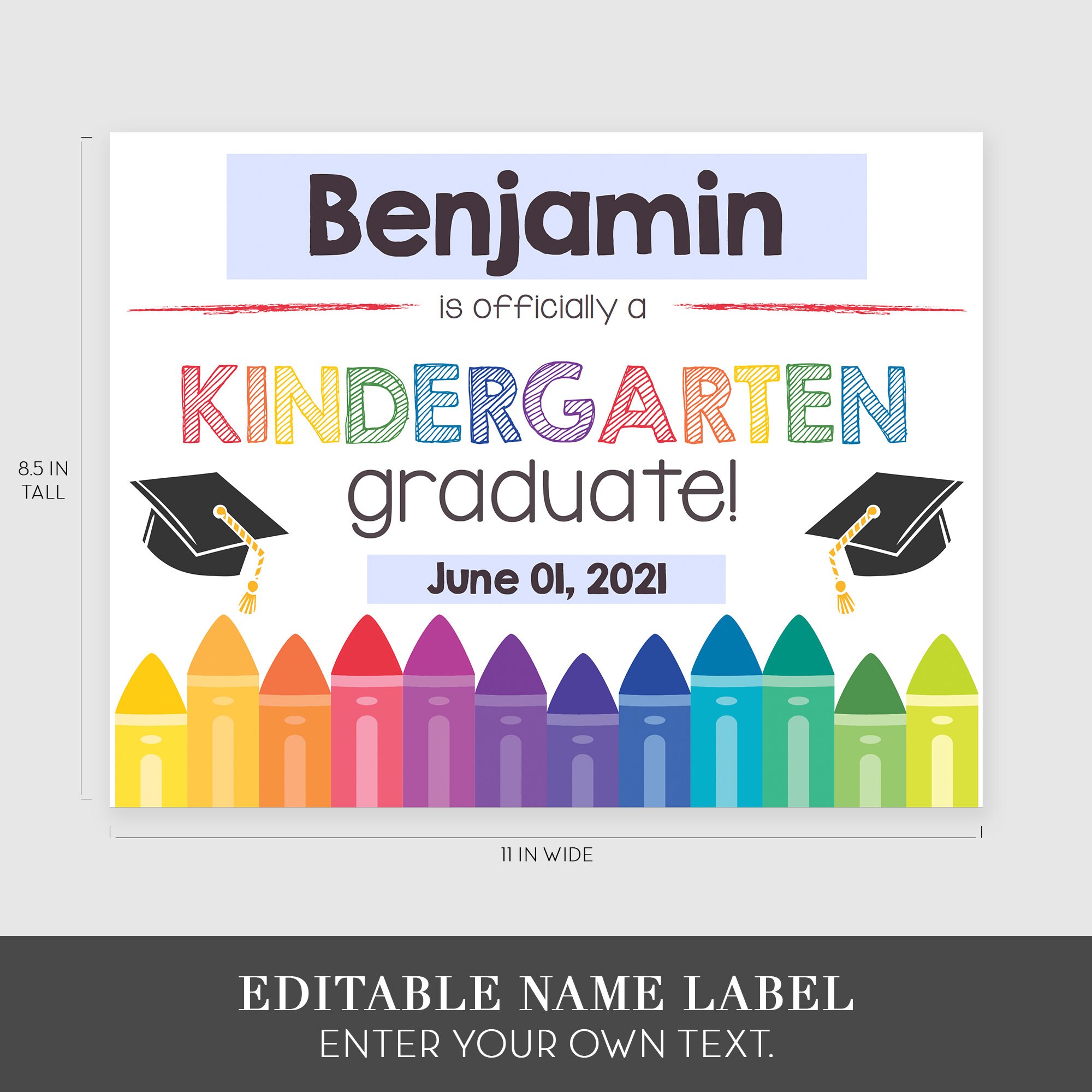 Editable Kindergarten Grad Sign Printable Last Day of School - Etsy