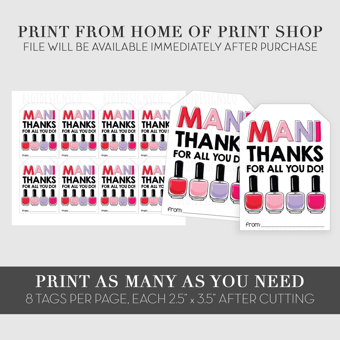 MANI Thanks for All That You Do Nail Polish Gift Tag Mani | Etsy