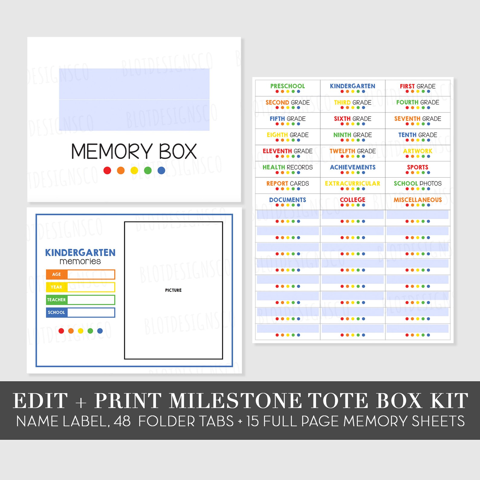 Full Page Memory Box Kit, Memory Box Labels Stickers, Editable PDF ...