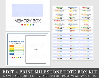 Milestone Sticker Tote Labels DIY Kids File Box Baby Memory - Etsy
