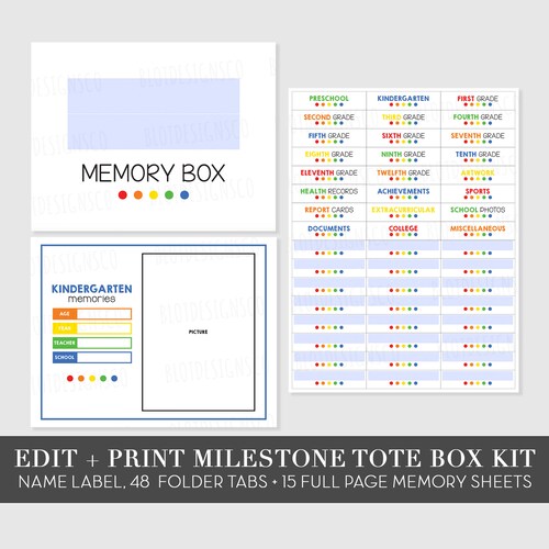 Milestone Tote Labels DIY Memory Box Kit Baby Memory File - Etsy