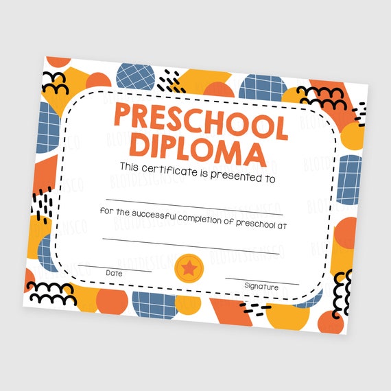 Editable Preschool Diploma Preschool Graduation Certificate - Etsy