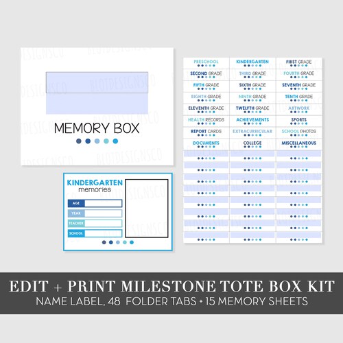 School File Organization Kit Memory Box Labels Stickers - Etsy