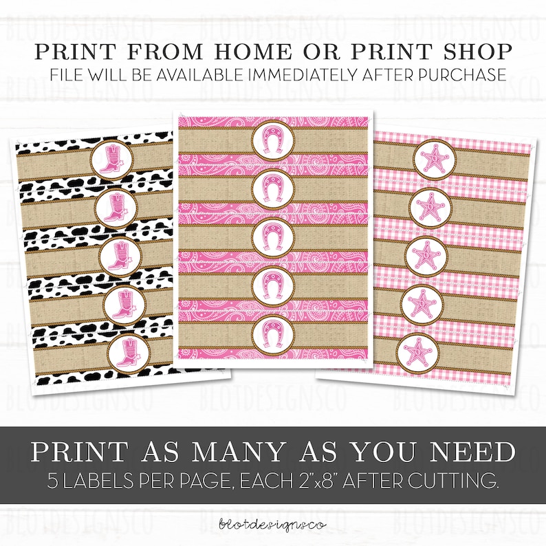 Printable Western Rodeo Cowgirl Water Bottle Labels Cowgirl | Etsy