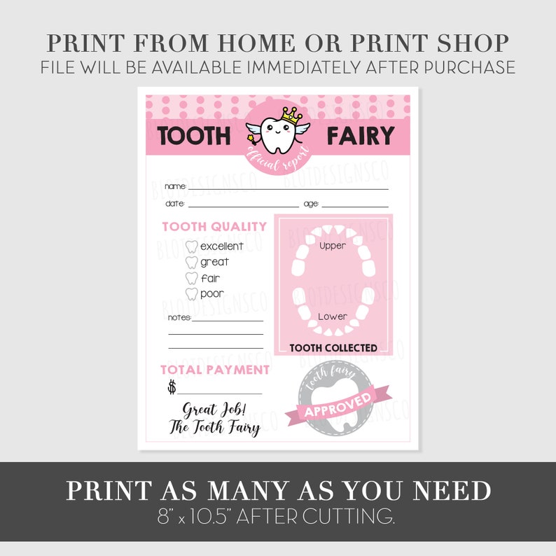 Tooth Fairy Official Report Letter Printable First Lost Tooth - Etsy ...