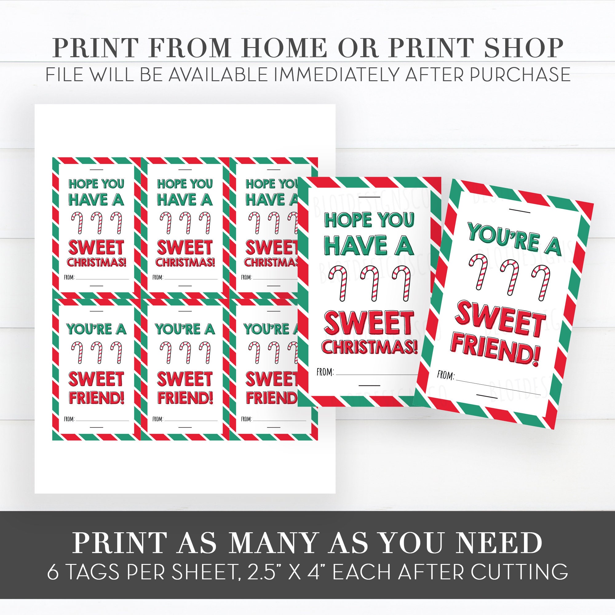 PRINTABLE Candy Cane Holder Christmas Party Favor Tags - Etsy
