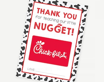 Teacher Appreciation Chick-fil-a Gift Gift Card Holder, Thanks for ...