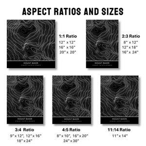 Mount Baker Topo Map, Washington Summit Topography Poster, Custom ...