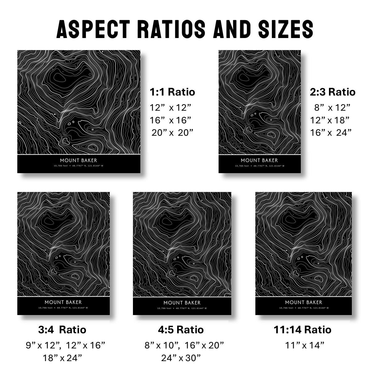 Mount Baker Topo Map, Washington Summit Topography Poster, Custom ...