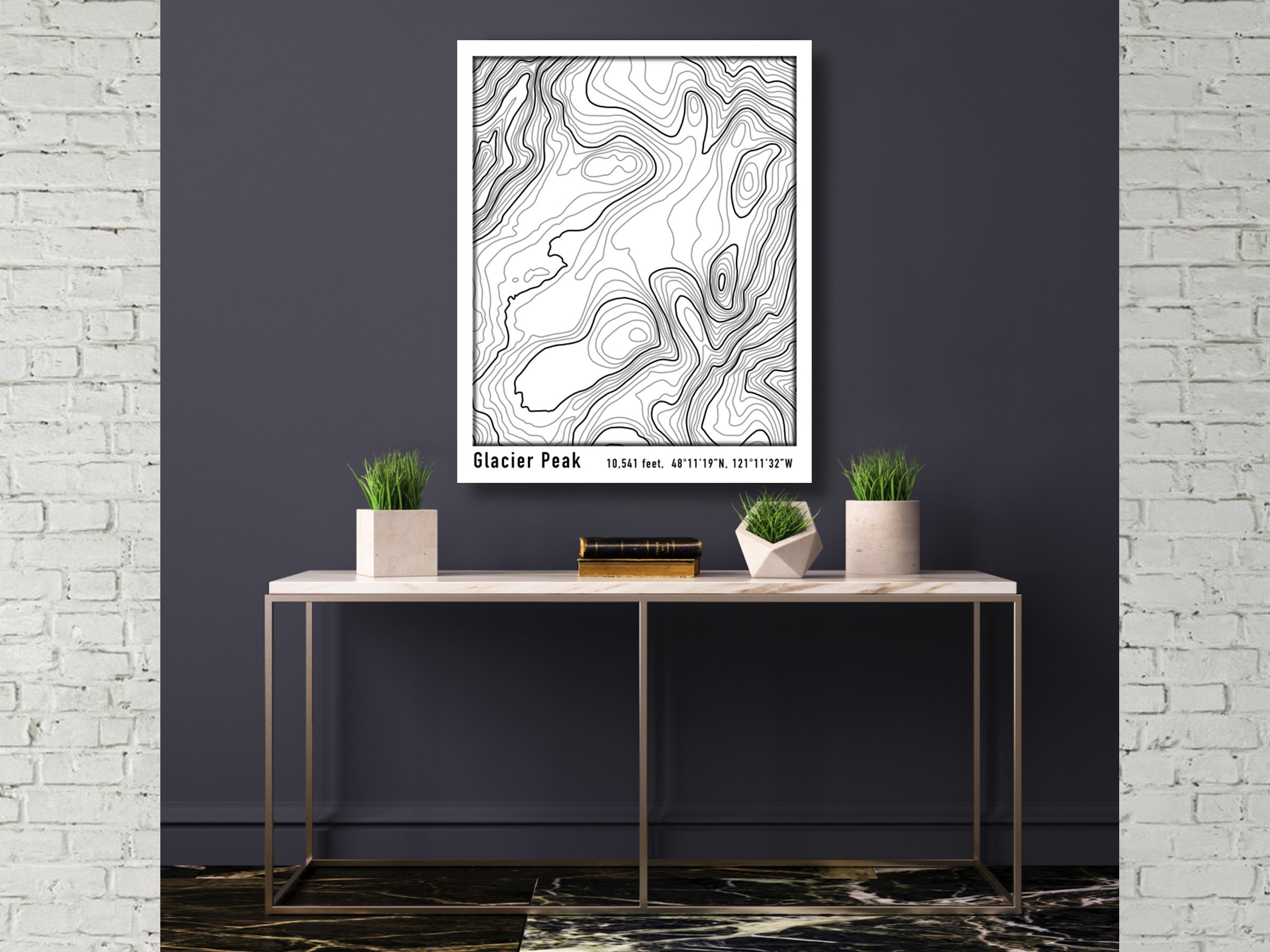Glacier Peak Topographic Map Poster, DIGITAL DOWNLOAD, Contour Map of ...