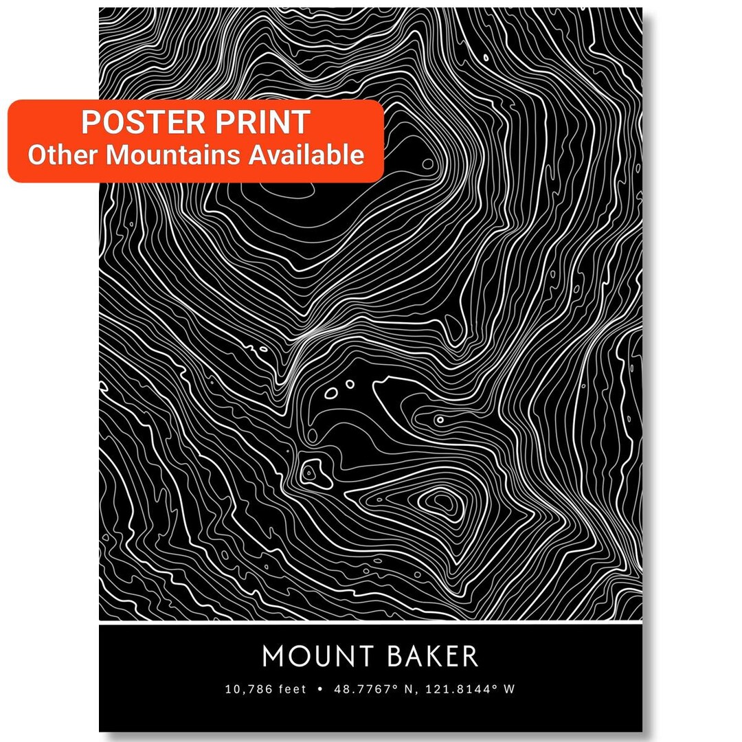 Mount Baker Poster Print, Mountain Wall Décor, Gift for Housewarming ...
