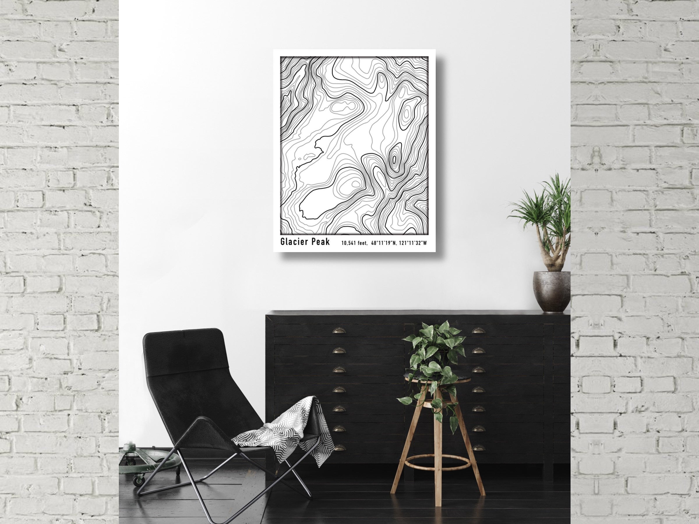 Glacier Peak Topographic Map Poster, DIGITAL DOWNLOAD, Contour Map of ...