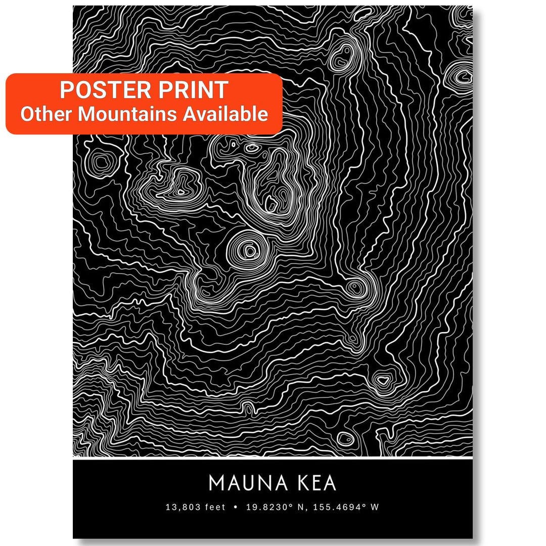 Mauna Kea Poster Print, Mountain Wall Décor, Gift for Housewarming ...