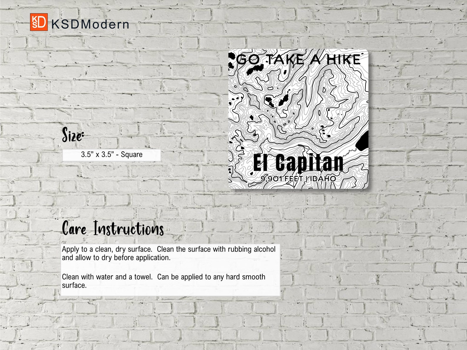 El Capitan Topographic Mountain Map Sticker Minimal Modern Mountain ...