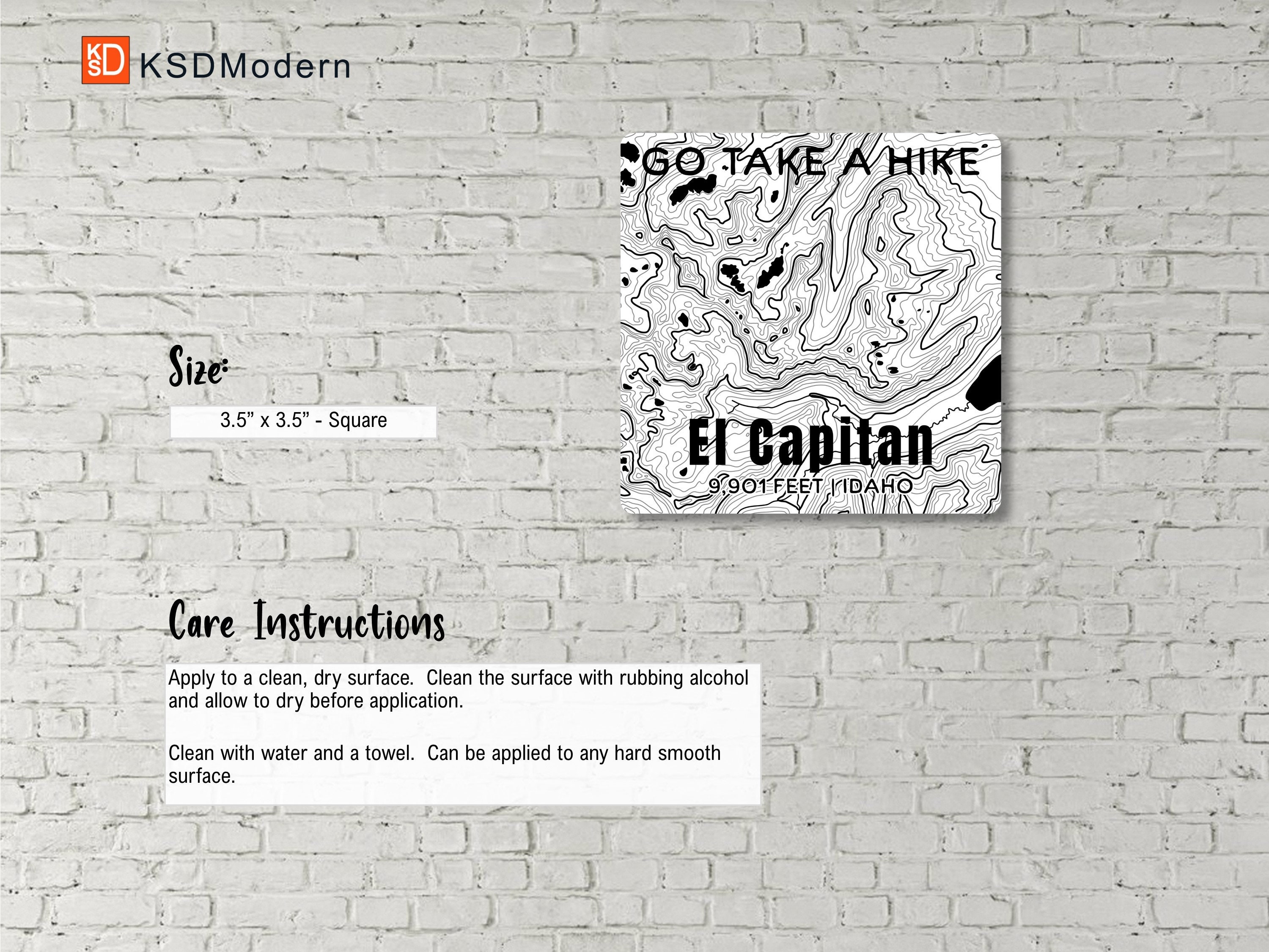 El Capitan Topographic Mountain Map Sticker Minimal Modern Mountain ...