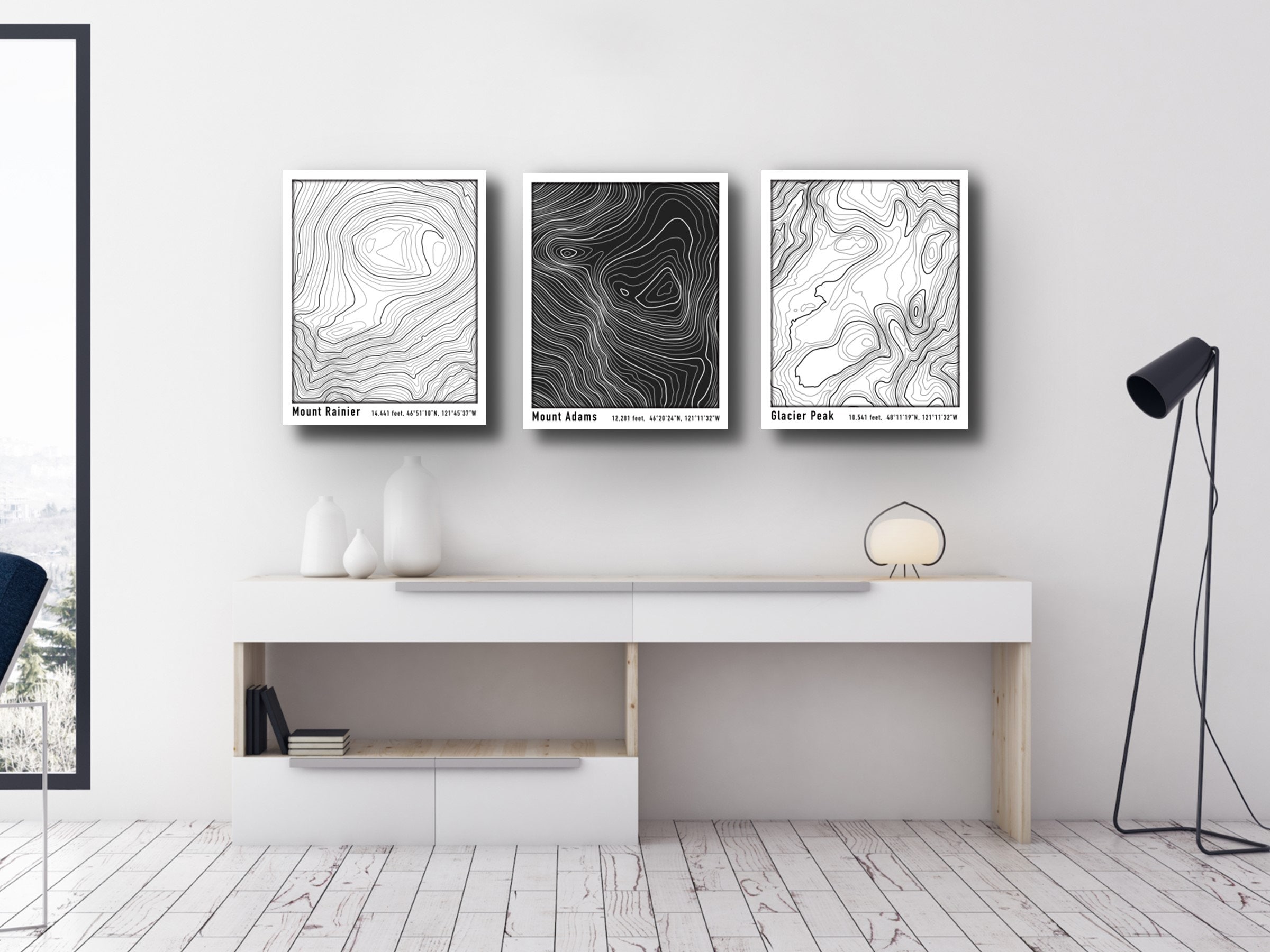 Glacier Peak Topographic Map Poster, DIGITAL DOWNLOAD, Contour Map of ...