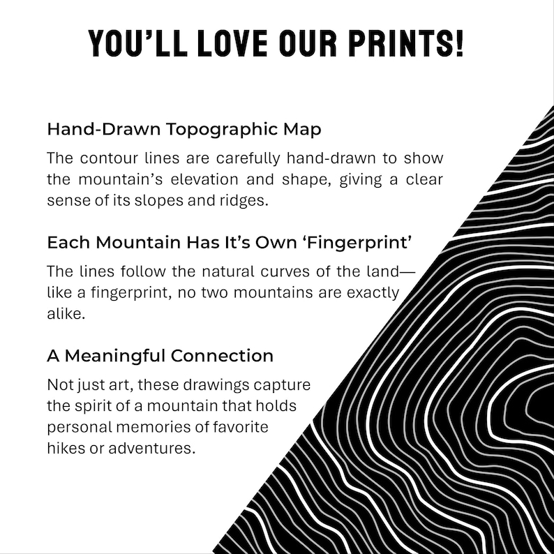 Set of 3 Topographic Map Prints, Summit Topography Poster, Custom Hand ...
