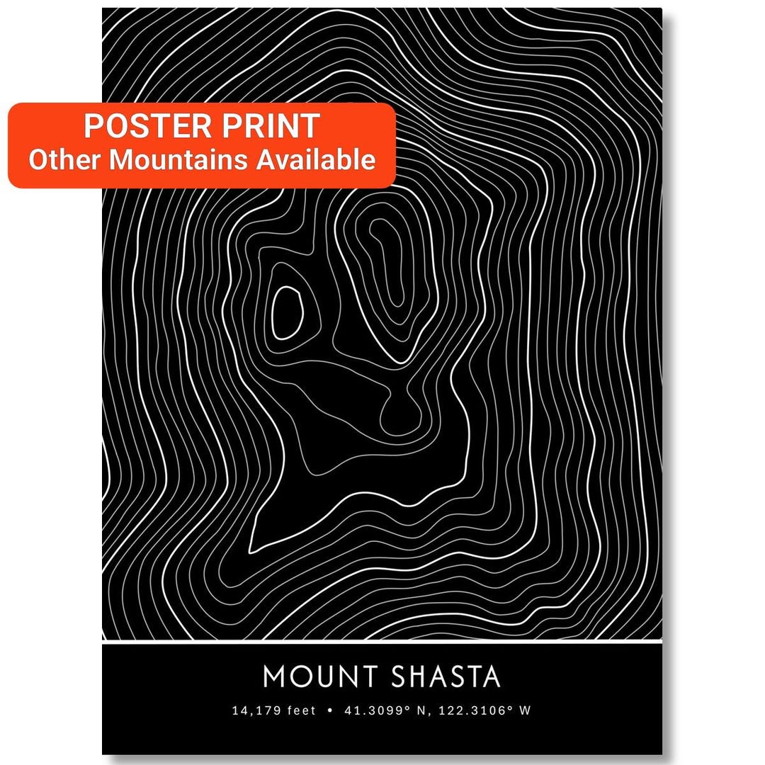 Mount Shasta Poster Print, Mountain Wall Decor, Gift for Housewarming ...