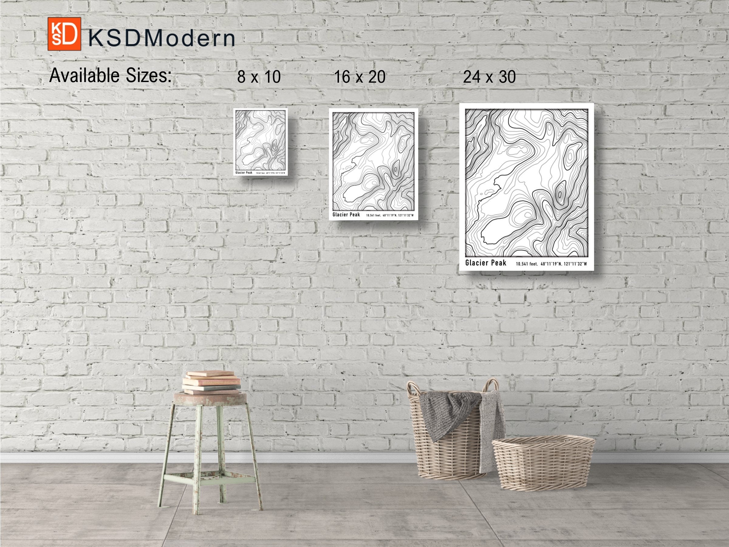 Glacier Peak Topographic Map Poster, DIGITAL DOWNLOAD, Contour Map of ...