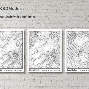 Glacier Peak Topographic Map Poster, DIGITAL DOWNLOAD, Contour Map of ...