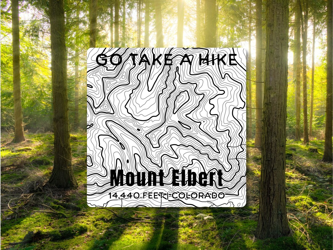 Mount Elbert Topographic Mountain Map Sticker Minimal Modern Mountain Sticker Rocky Mountains ...