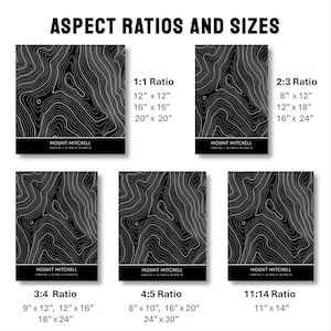 Set of 3 Topographic Map Prints, Summit Topography Poster, Custom Hand ...