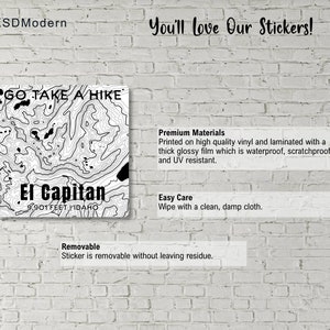 El Capitan Topographic Mountain Map Sticker Minimal Modern Mountain ...