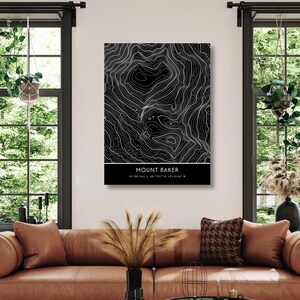 Mount Baker Topo Map, Washington Summit Topography Poster, Custom ...