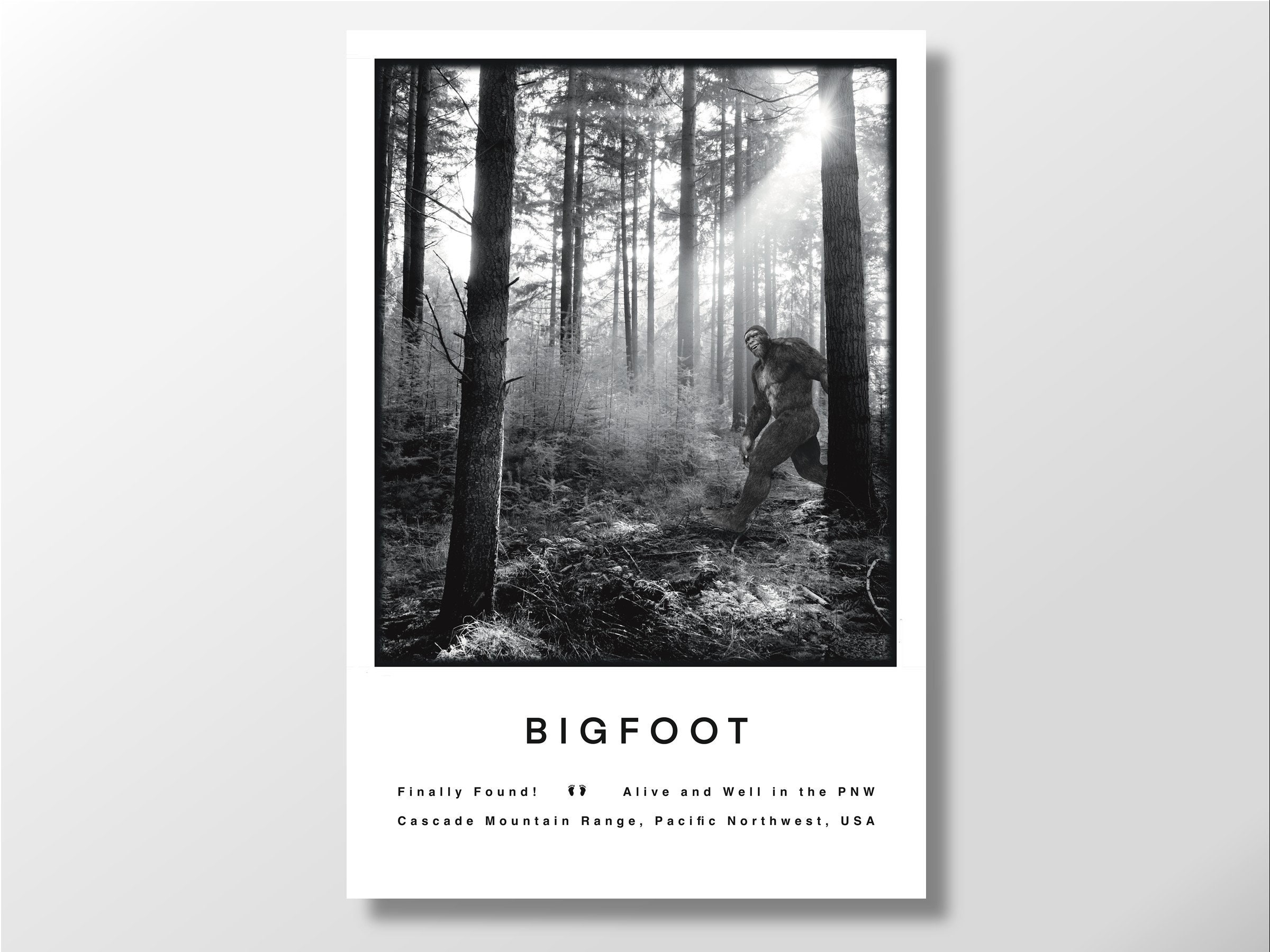 Bigfoot Poster, Pacific Northwest Poster, Cascade Mountain Range ...