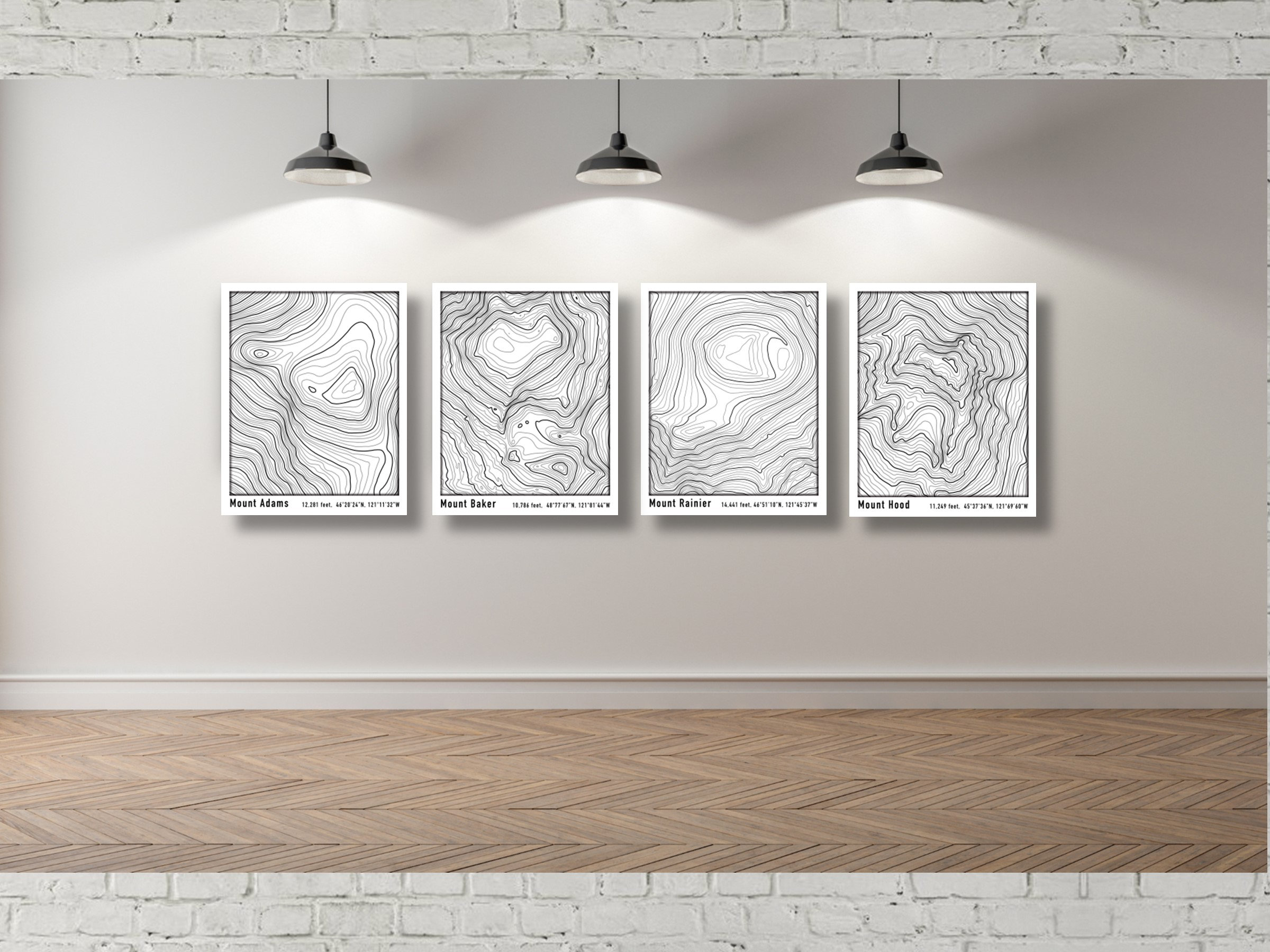 Mount Baker Topographic Map Poster, Black Lines on White Background ...